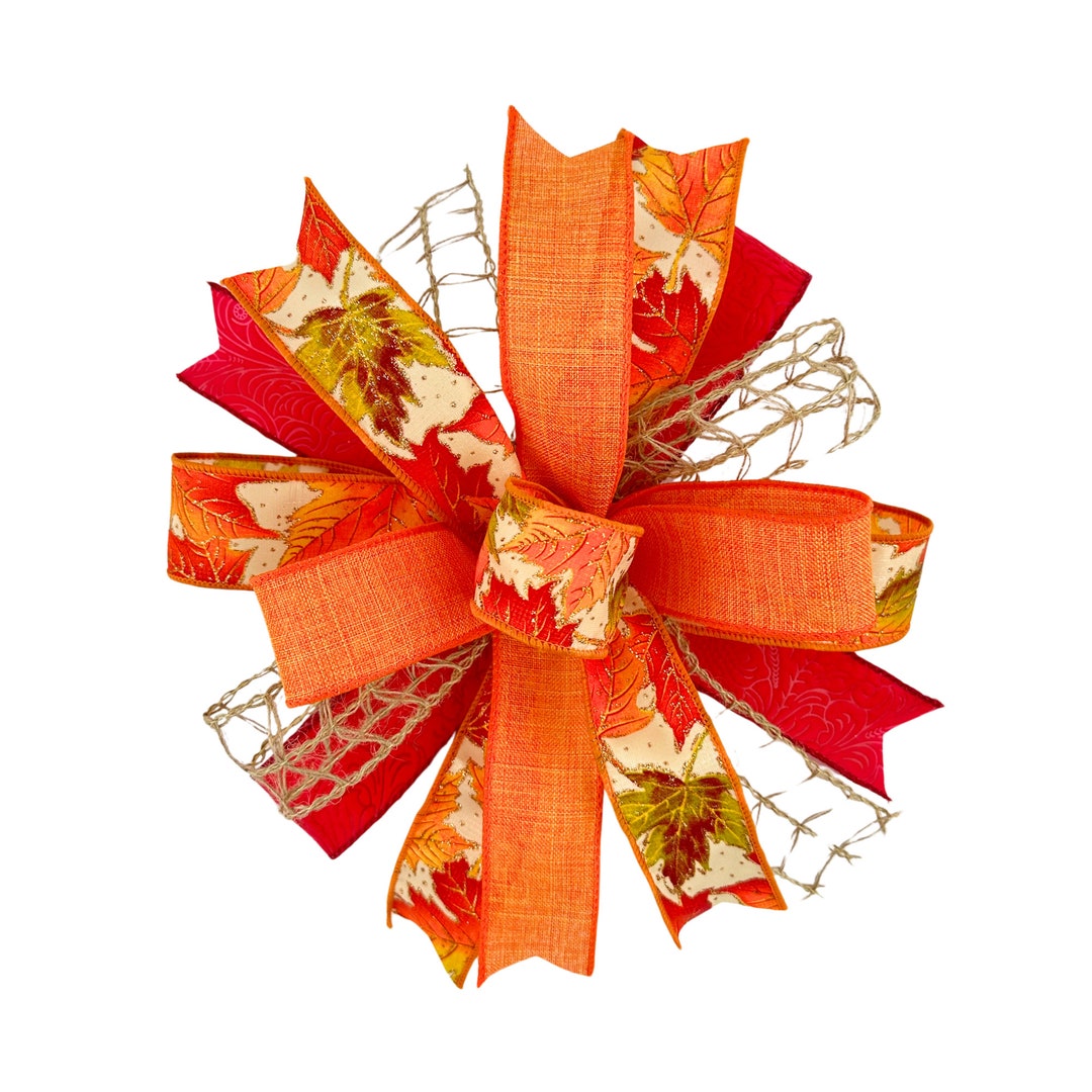 Pre-made Decorative Fall Leaves Wreath Bow for Lanterns Wreaths Signs ...