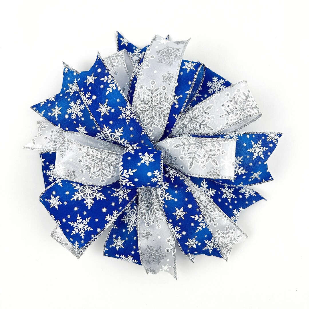 Blue Snowflake Bow for Wreaths or Lanterns or Mailboxes • Winter Wreath ...