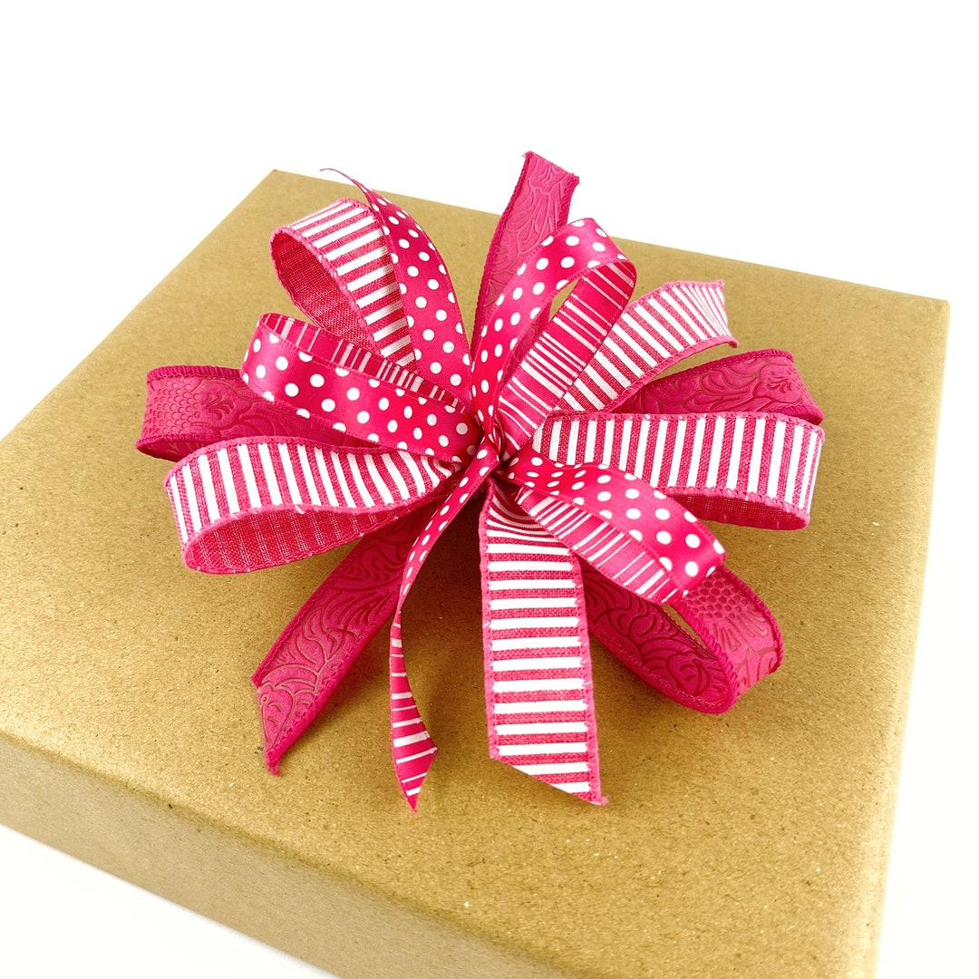 Small Ready Made Fuchsia Decorative Bow for Gift Baskets • Small 6 or 8 ...