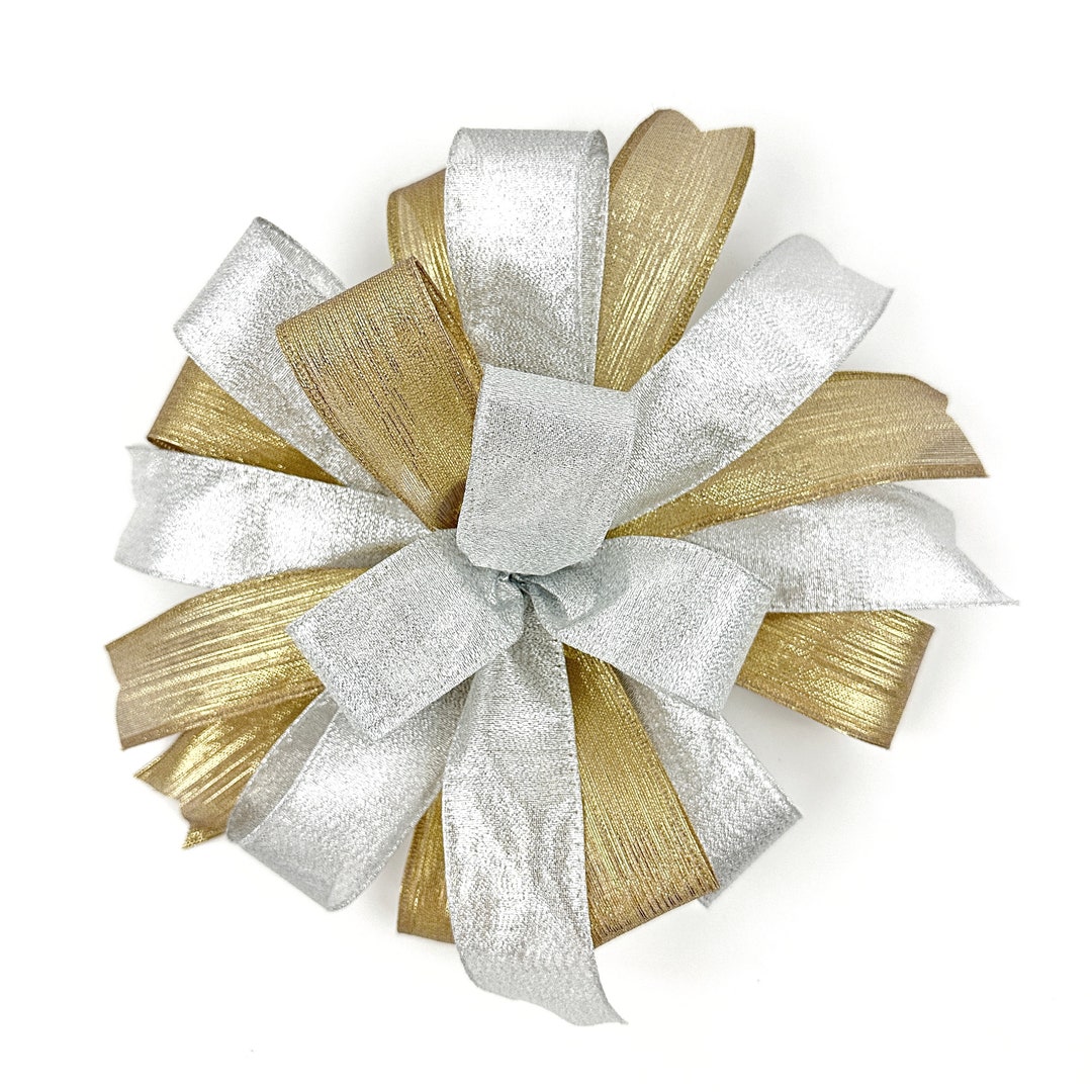 Gold and Silver Christmas Bow for Wreaths or Lanterns or Tree • Pre ...