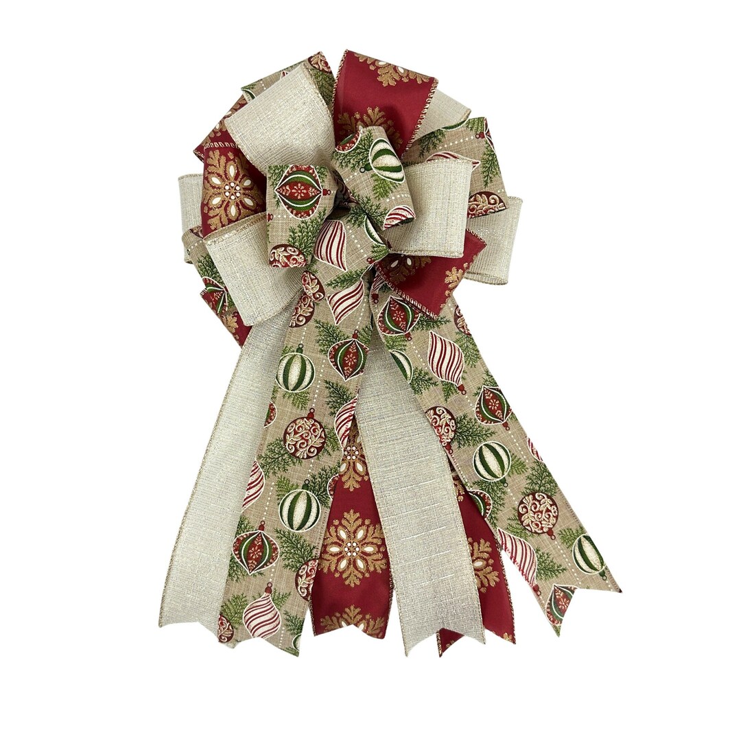 Rustic Christmas Bow With Tails • Pre-made Christmas Bow for Wreaths ...