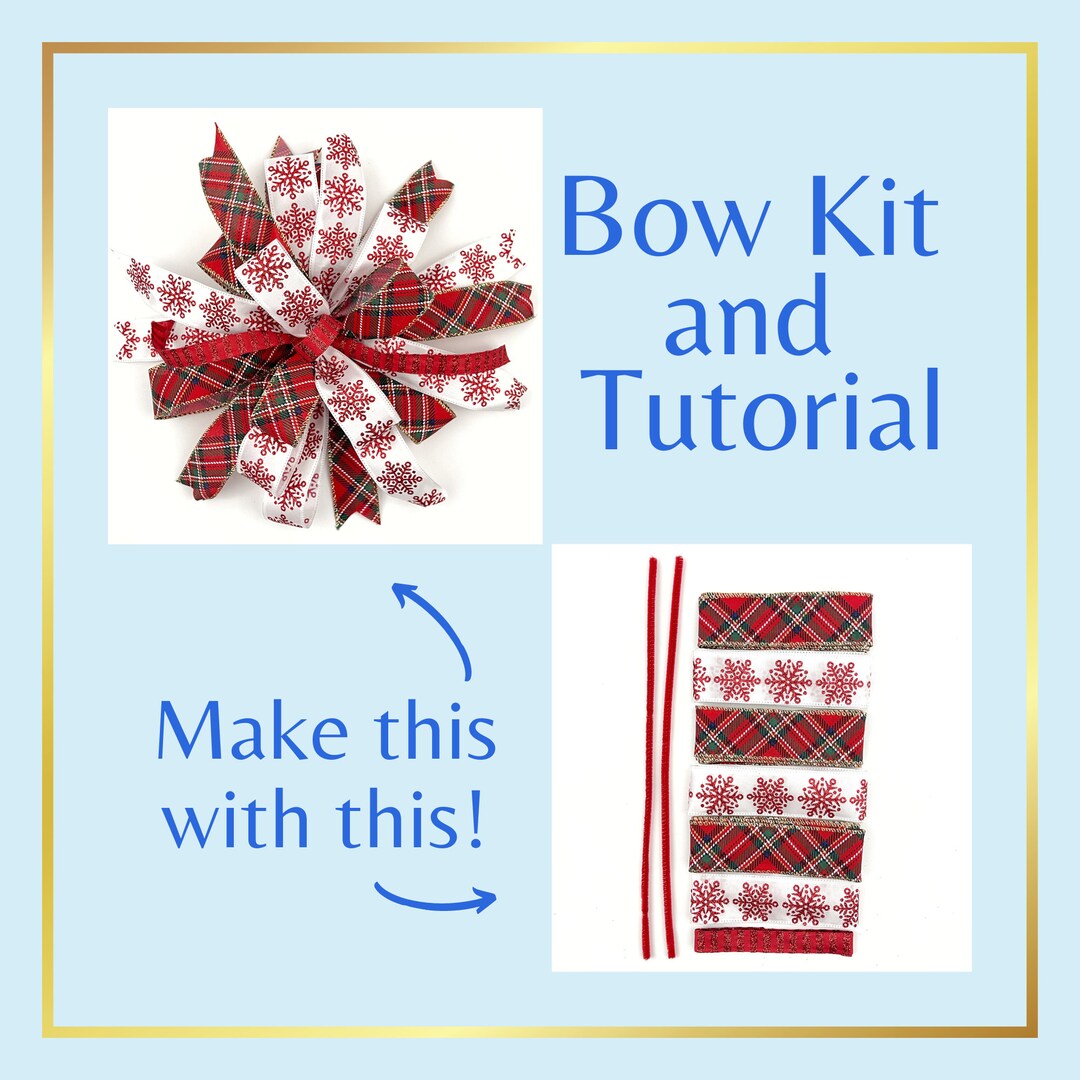Christmas Bow Tutorial Kit, Christmas Wreath Bow Making Kit, DIY Wreath ...