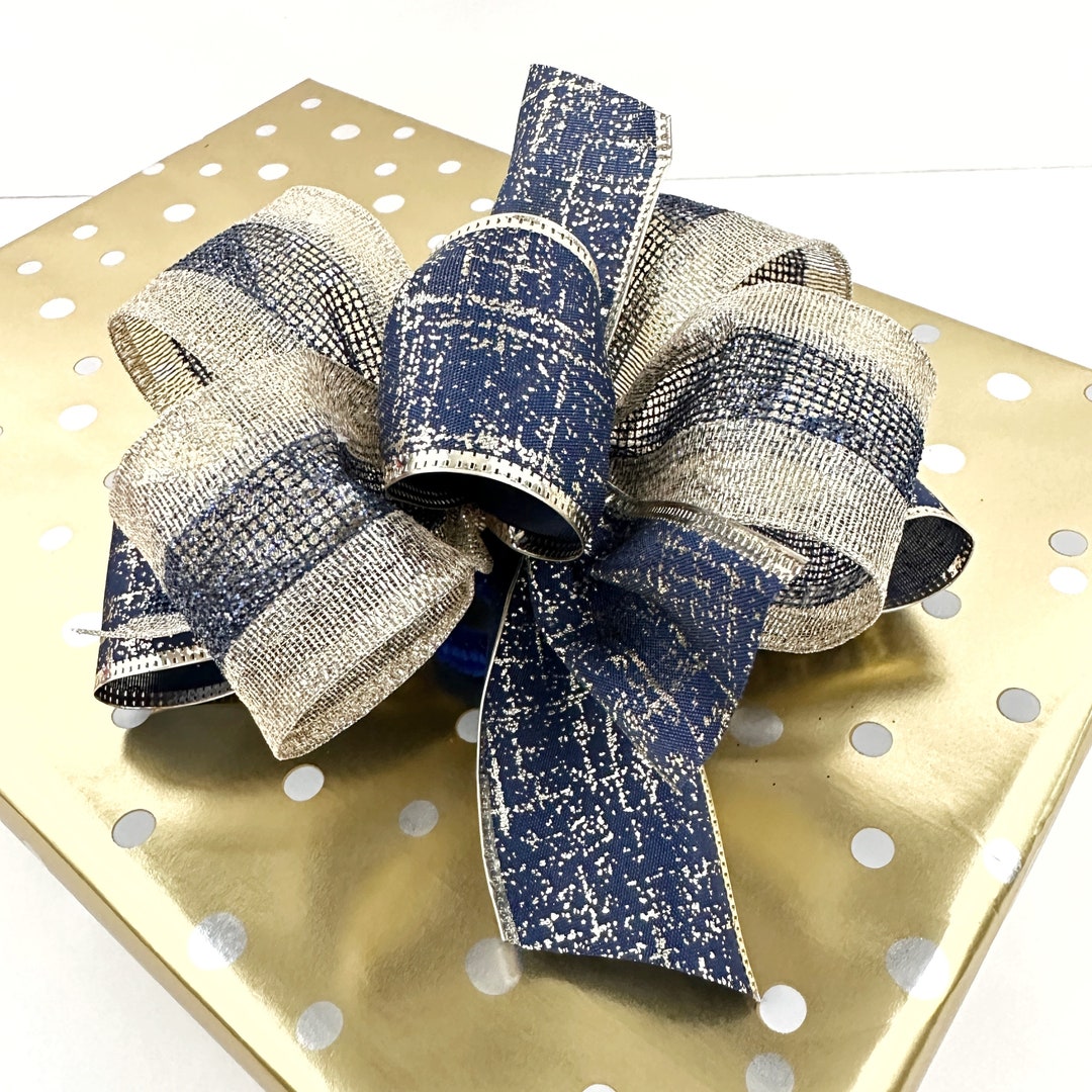 Small Navy and Gold Gift Topper for Christmas or Anniversary or Wedding ...