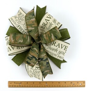 Army Appreciation Themed Bow • Green Army and Camouflage Bow for Wreath ...