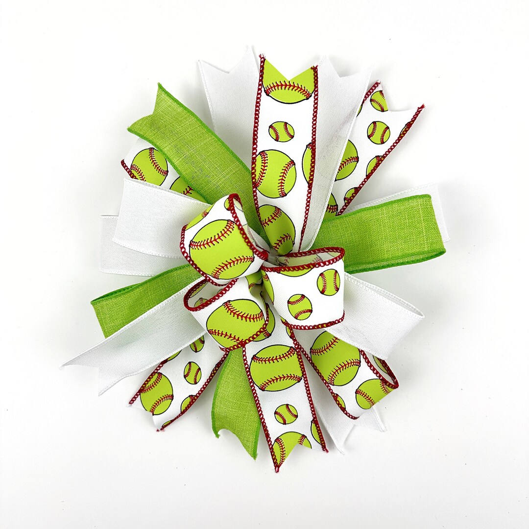 Pre-made Softball Bow for Wreath and Lantern • Front Door Softball ...