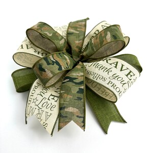 Army Appreciation Themed Bow • Green Army and Camouflage Bow for Wreath ...