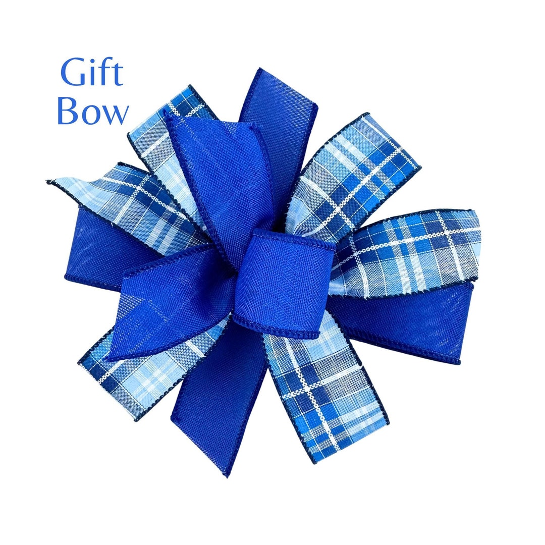 Royal Blue Gift Bow for Gifts and Gift Baskets • Plaid Bow for Present ...