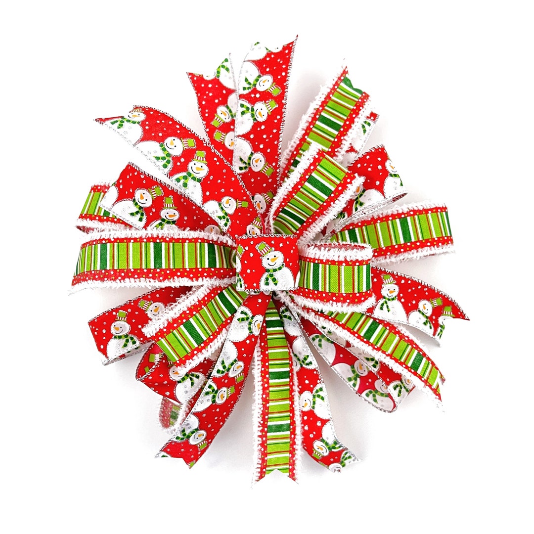 Christmas Snowman Bow for Wreaths and Lanterns • Pre-made Christmas ...