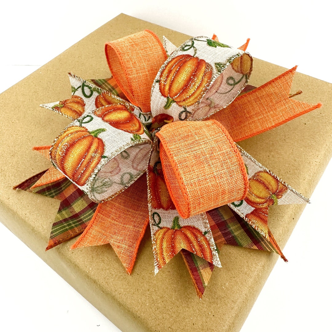 Fall Pumpkin Bow for Gifts or Signs or Small Wreaths and Lanterns ...