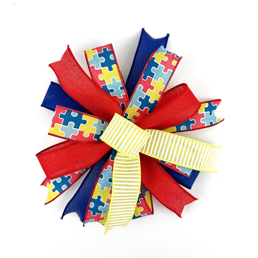 Pre-made Autism Bow for Wreath or Signs or Lantern • Ready-made Wreath ...