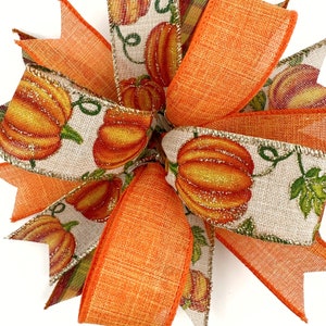 Fall Pumpkin Bow for Gifts or Signs or Small Wreaths and Lanterns ...