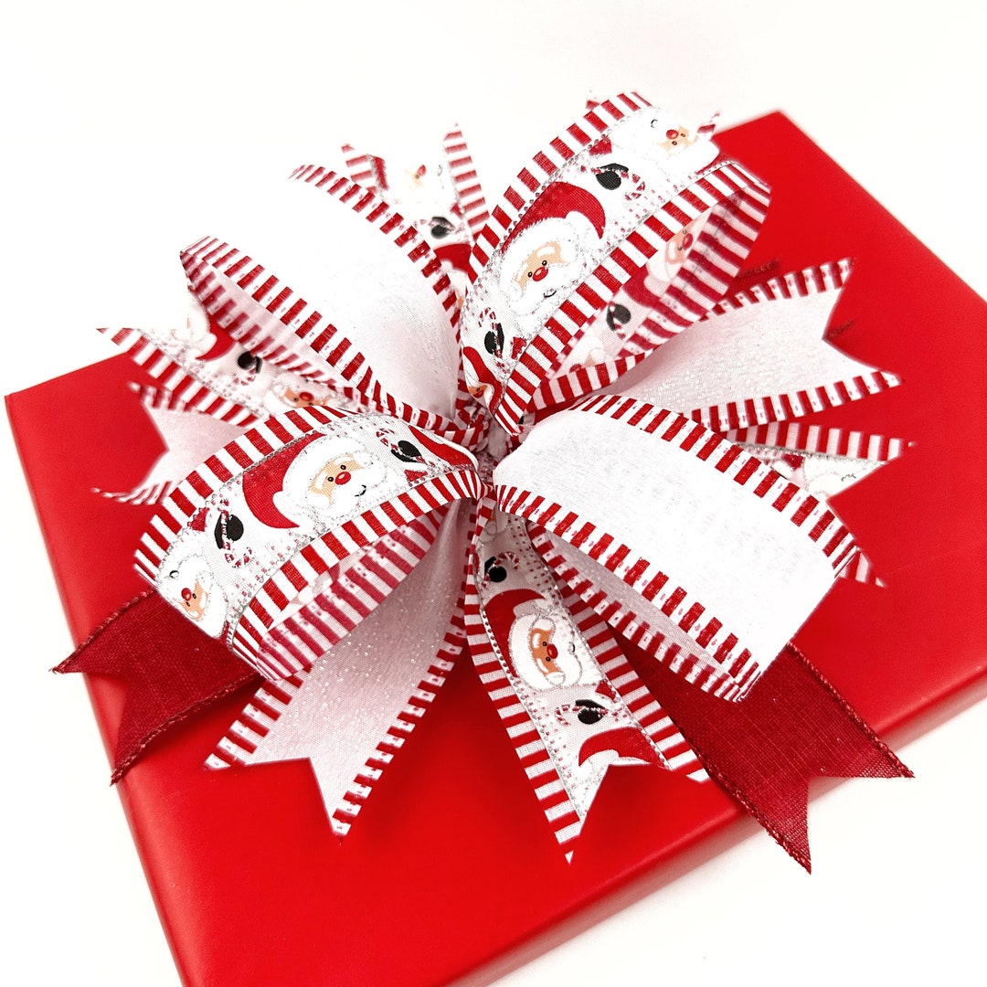 Red and White Santa Gift Topper, Small Santa Wreath or Sign or Lantern ...