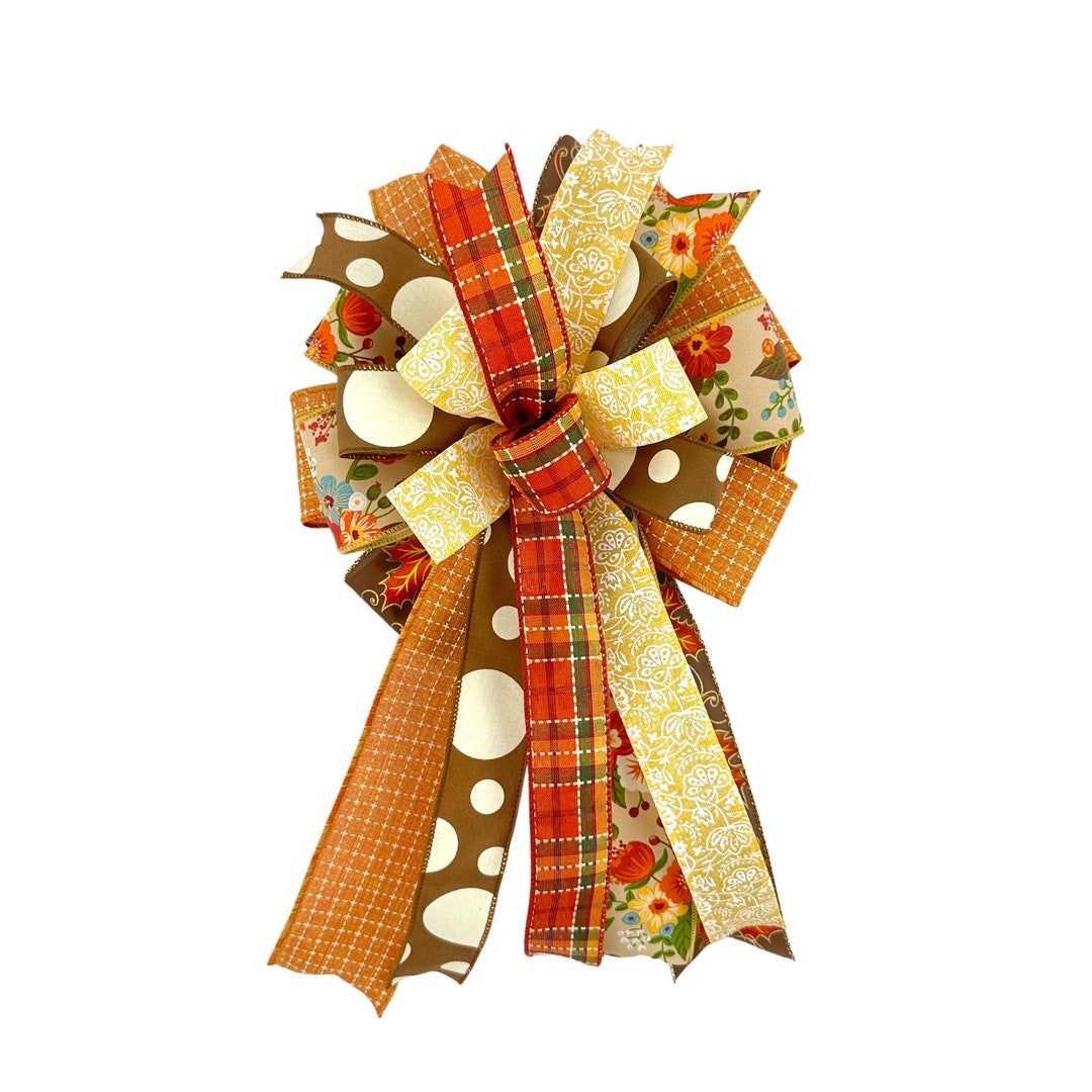 Decorative Seasonal Bow for Fall Decor • Fall Floral Bow With Long ...