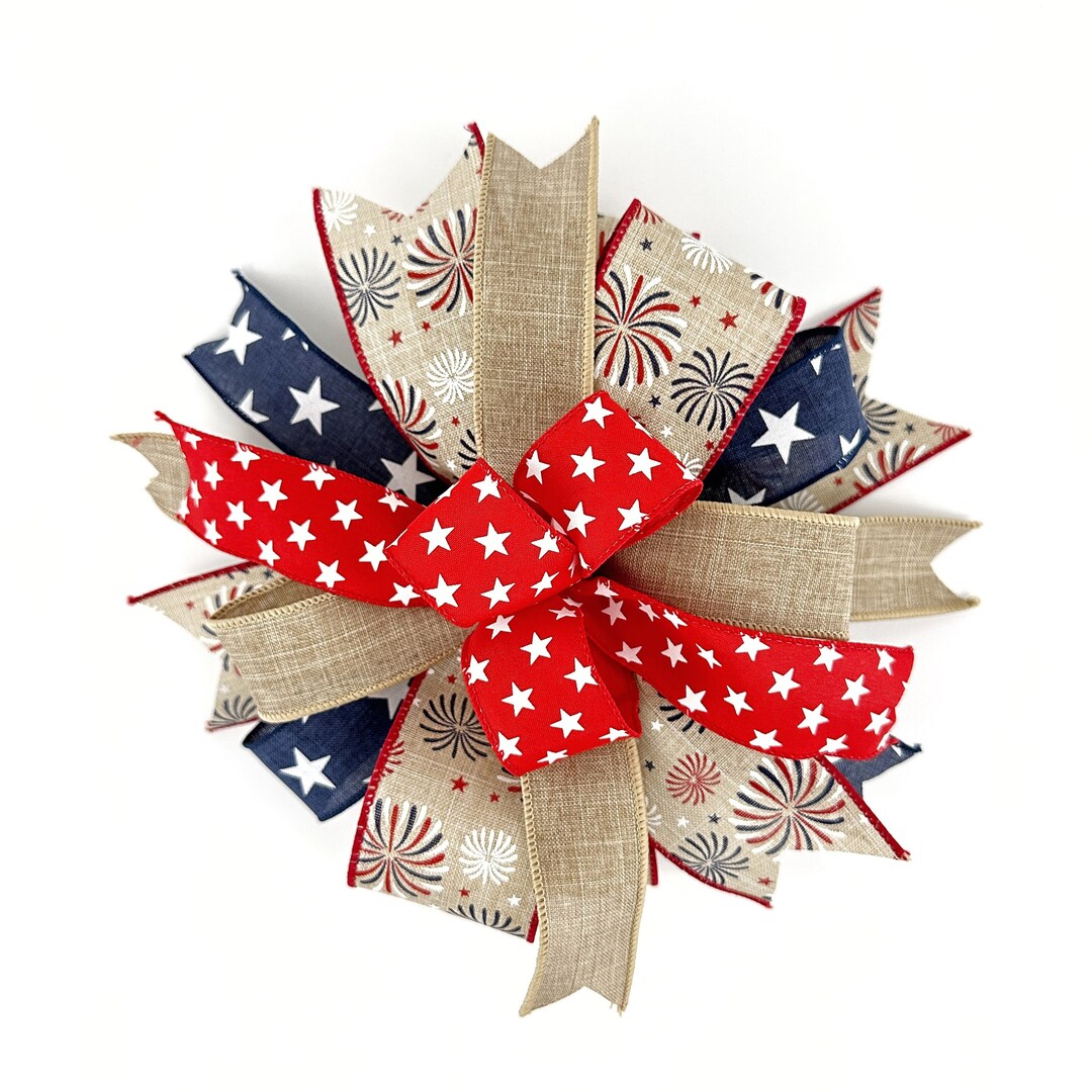 Patriotic Fireworks Bow for Lanterns or Wreaths or Signs, Fireworks ...