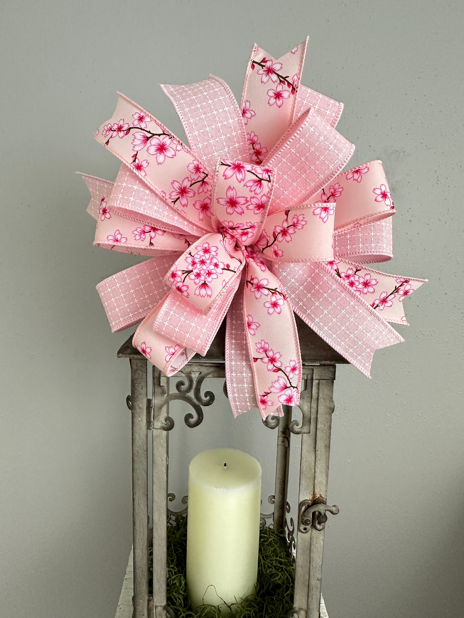 Pink Floral Bow for Sign or Wreath or Lantern or Mailbox • Pink Spring ...