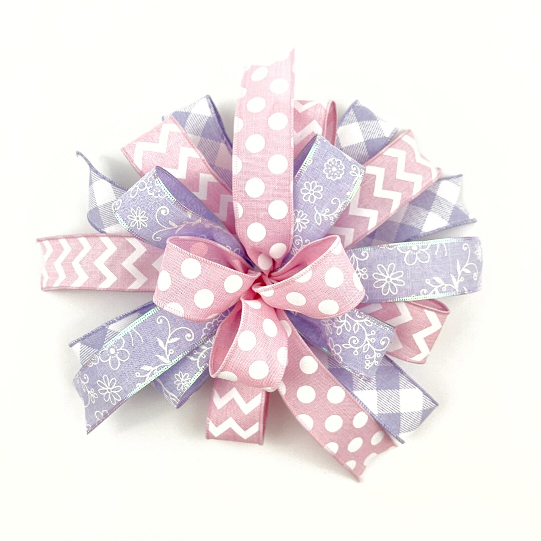 Pre-made Pink and Lavender Bow for Wreath or Signs or Lantern • Ready ...
