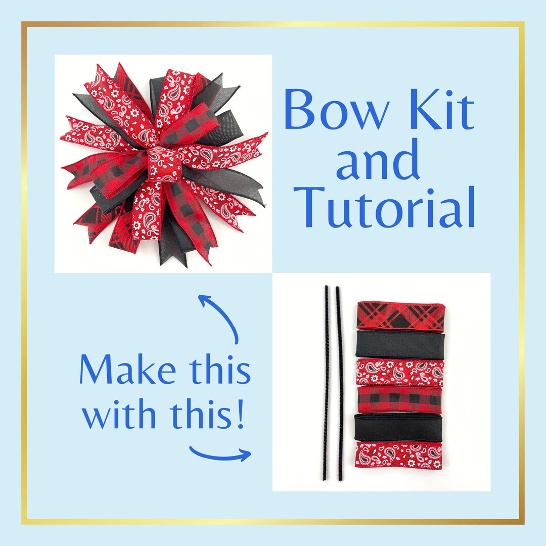DIY Bow Kit, Red and Black Wreath Bow Making Kit, Kit for Making Bows ...