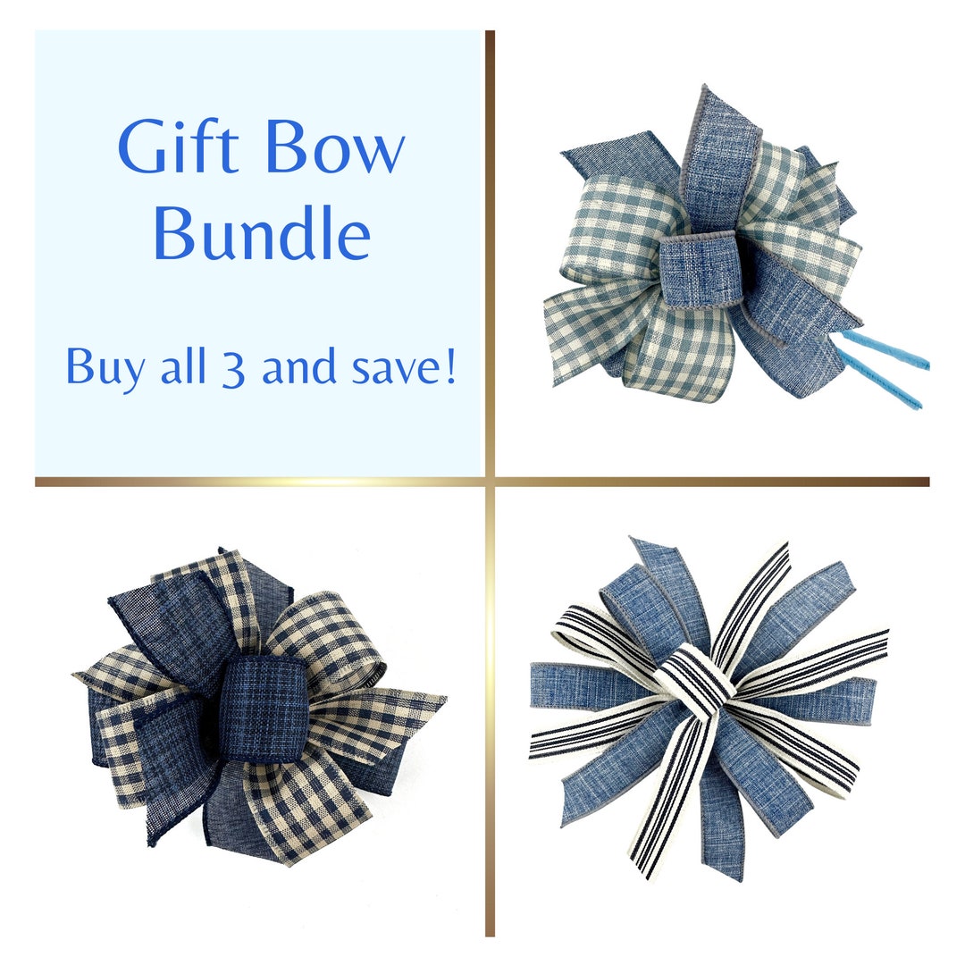 Denim Gift Bow Bundle, Coordinated Denim Bows Set • Bows for Gifts ...