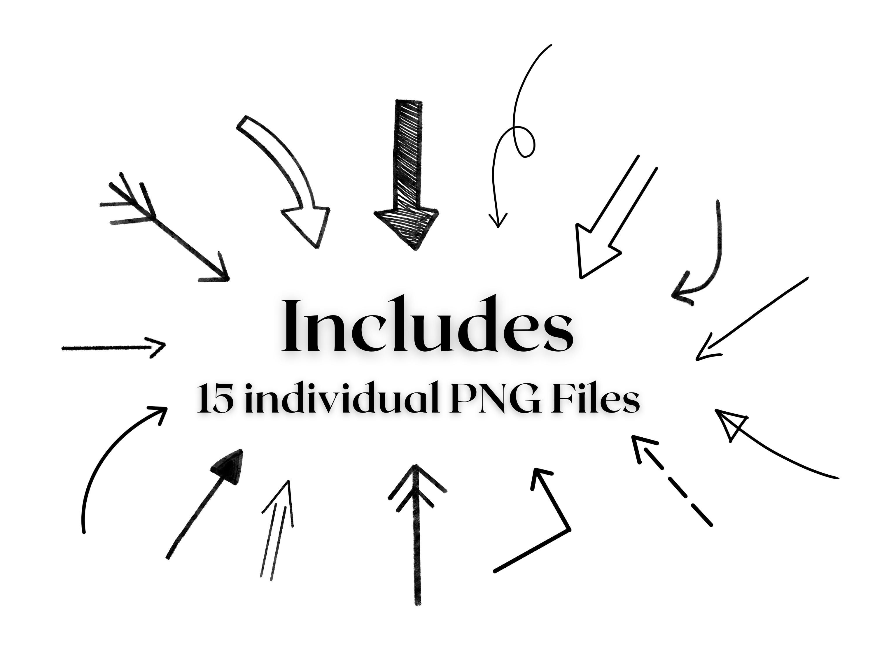 Hand-drawn Digital Arrows PNG Instant Download - Etsy