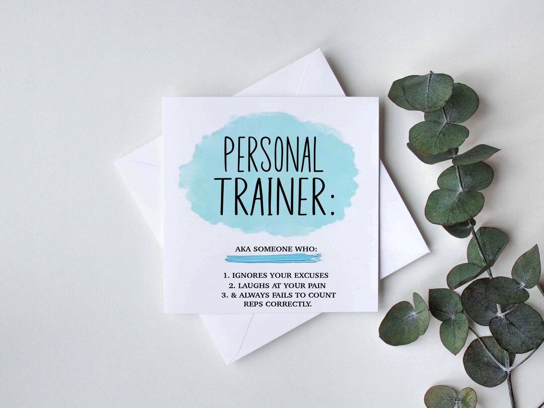 Personal Trainer Gift, Funny Personal Trainer Thank You Card, 2 Designs ...