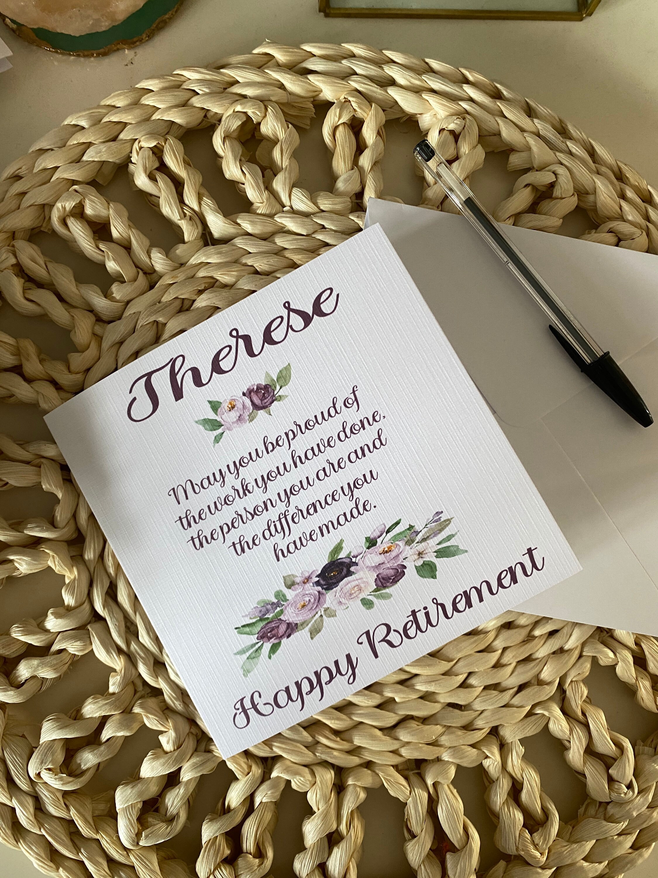 Personalised Retirement Card for a Female Retirement Flowers - Etsy