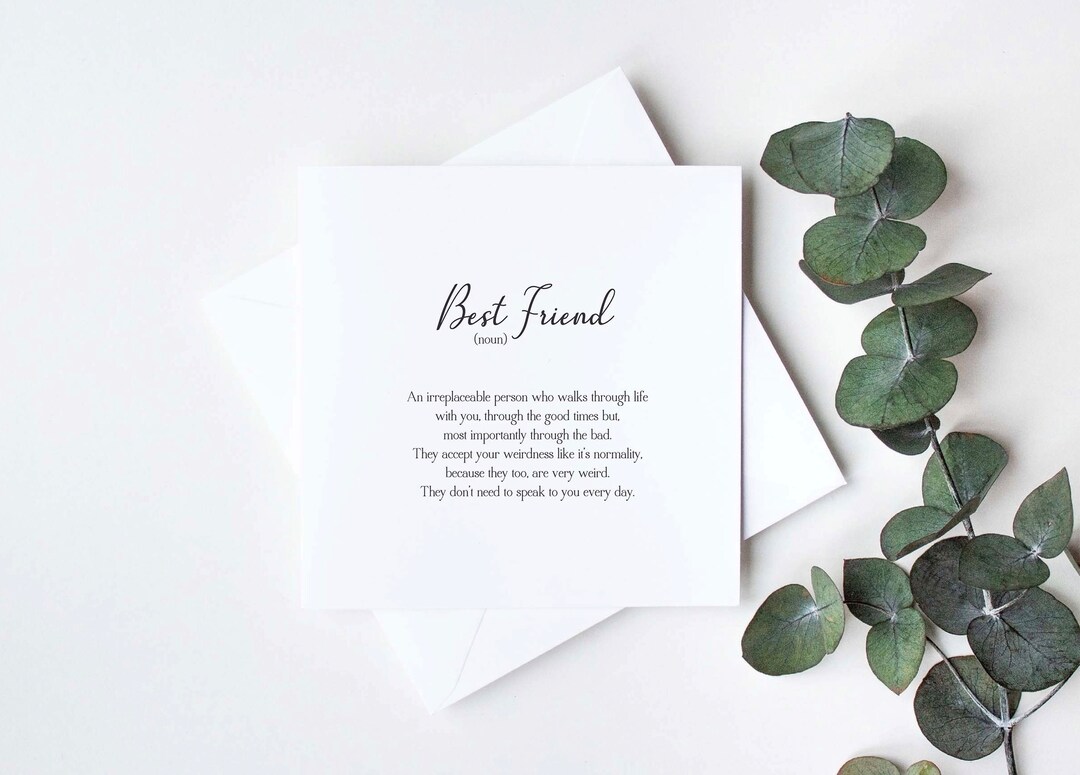 Best Friend Definition Card Bestie Card Best Friend's Card BFF Gifts ...