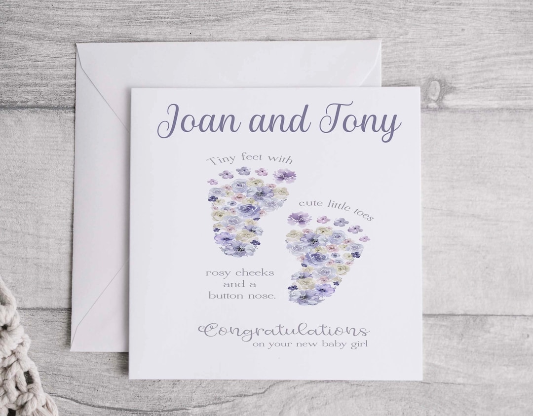 Personalised New Baby Card Baby Feet Card New Parents Card New Baby ...