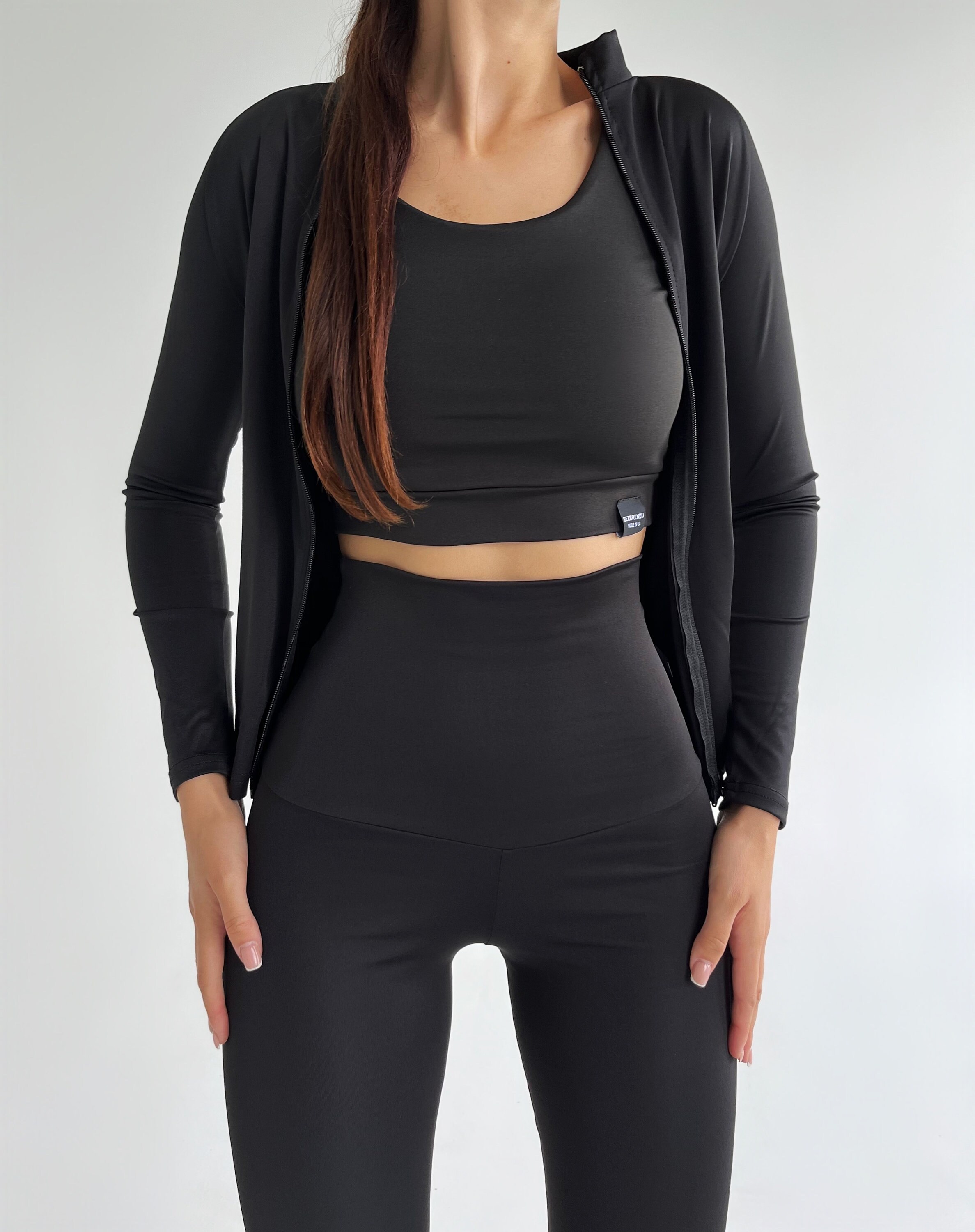 Red Sport Womens Suit 3in1 Jacket, Crop Top, Leggings, Womens Red ...