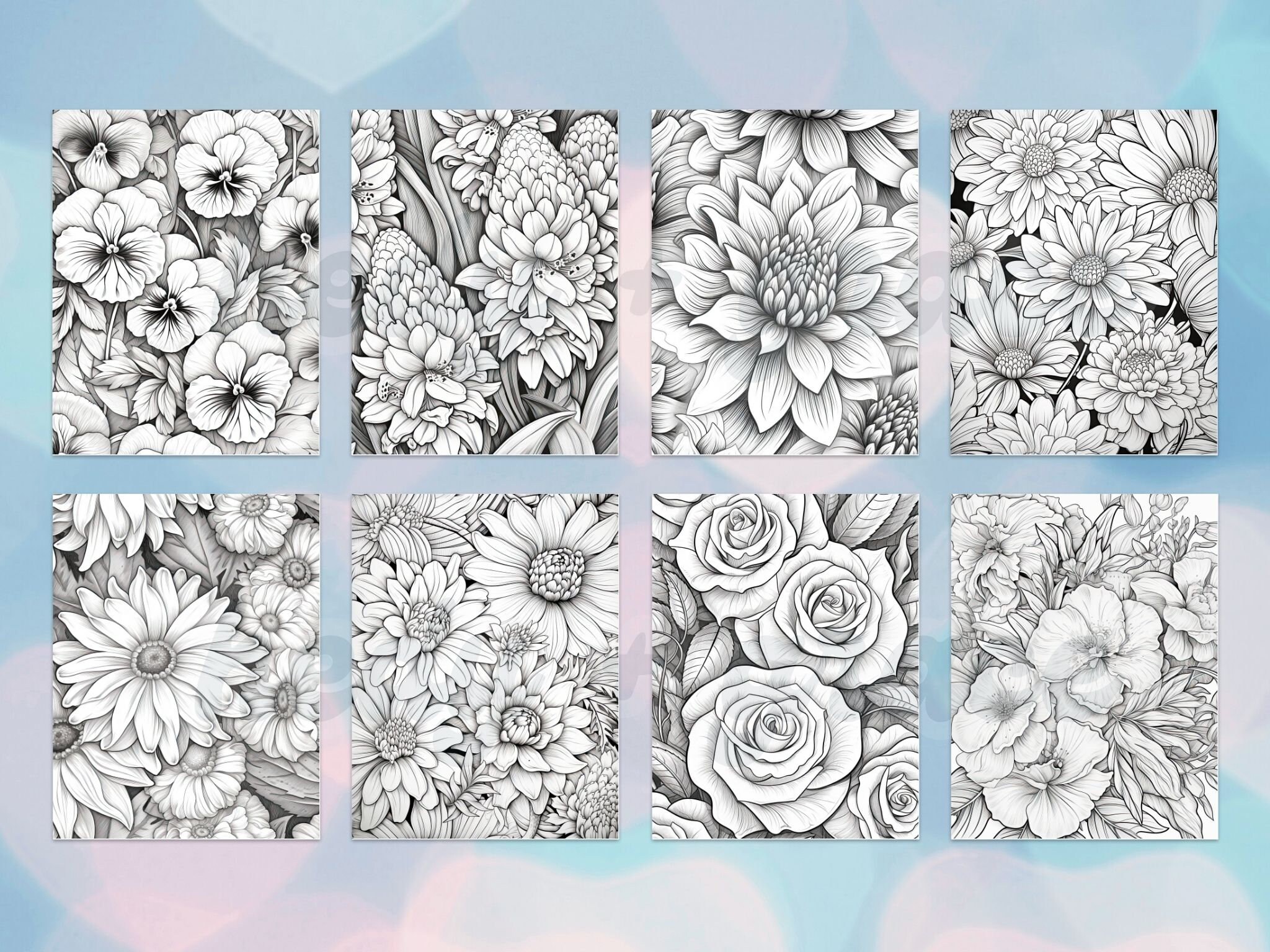 Garden of Tranquility Printable Coloring Book, Flower Coloring Pages ...