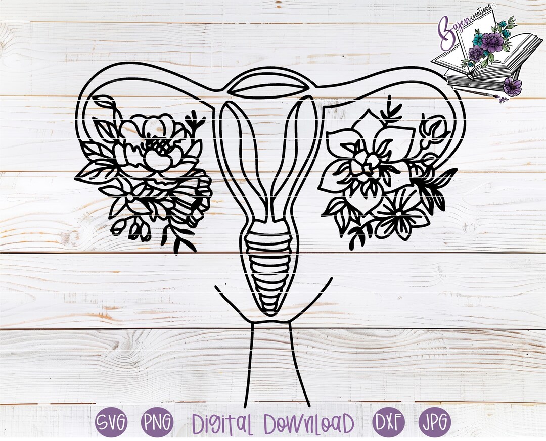 Floral Ovaries and Uterus Line Art SVG Cut File for Cricut and ...