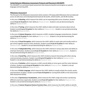 Editable VB-MAPP Summary Template, Milestones, Barriers, and ...