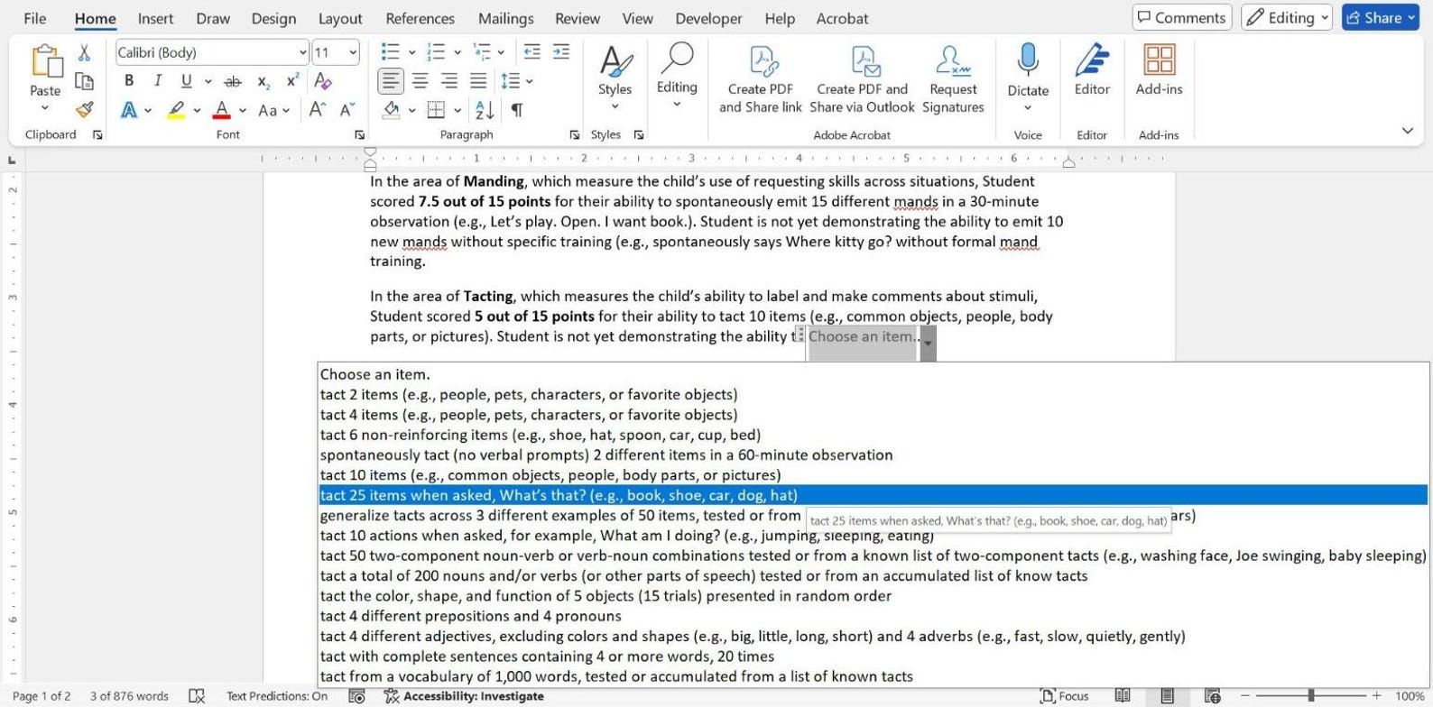 Editable VB-MAPP Summary Template, Milestones, Barriers, and ...