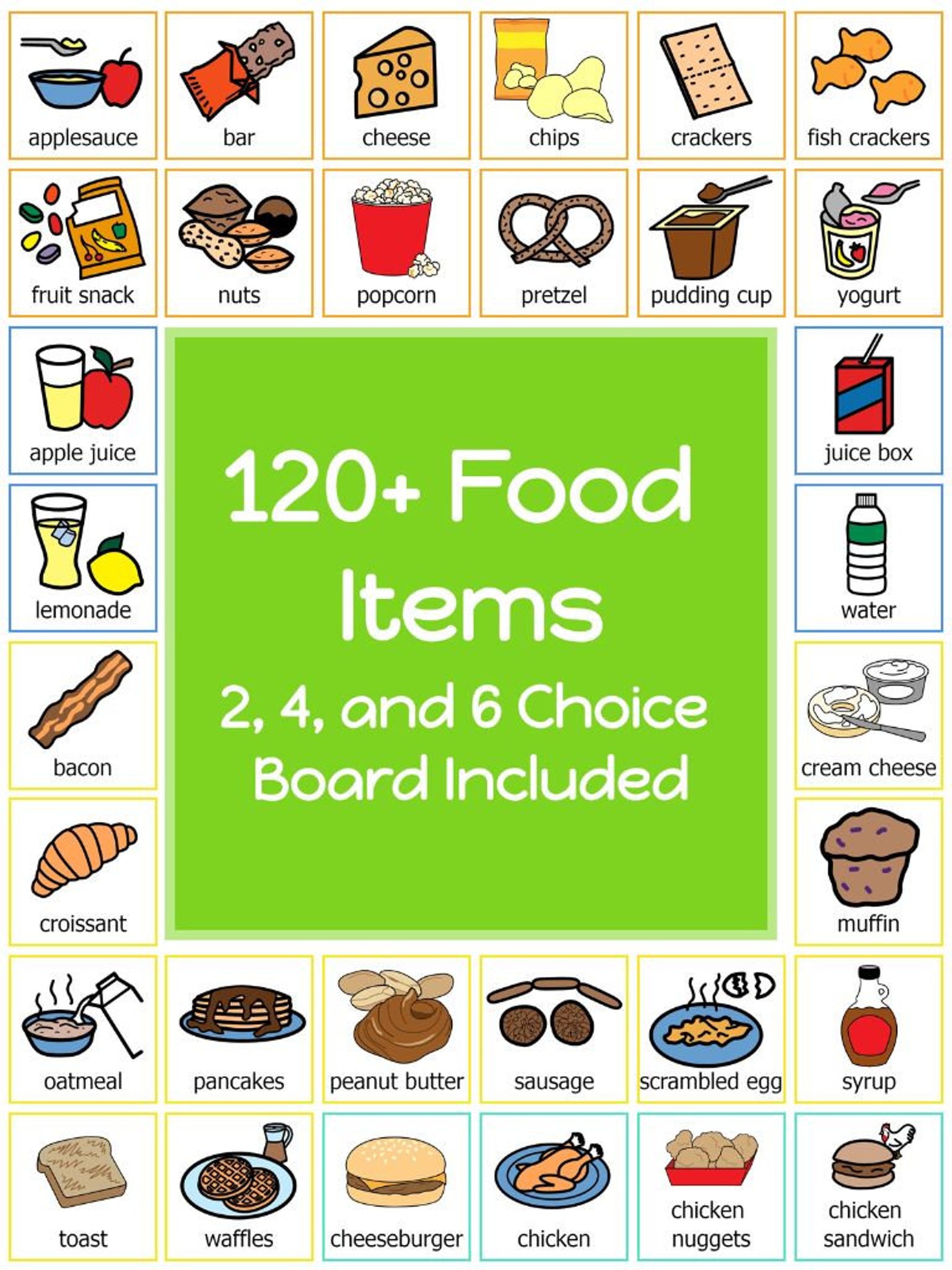 120+ Food Choices Interactive Board for Communication and Decision ...