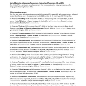 Editable VB-MAPP Summary Template, Milestones, Barriers, and ...