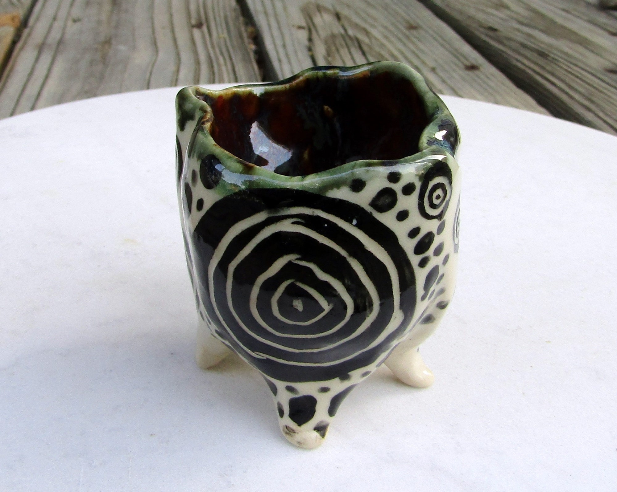 Little Pinch Pot Succulent Planter With Abstract Spots and Spirals - Etsy