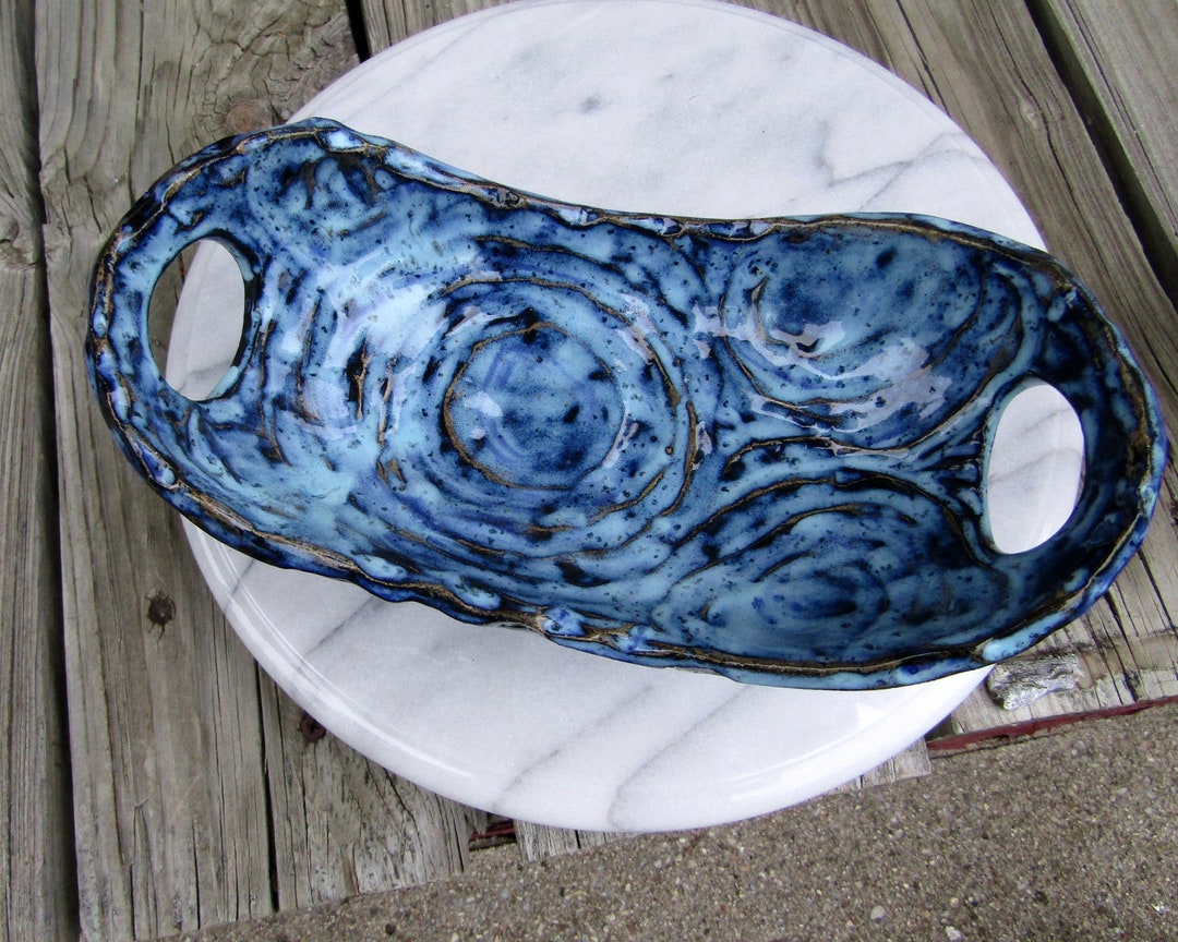 Hand Built Pottery Bread Bowl or Fruit Bowl in Aqua Blue - Etsy