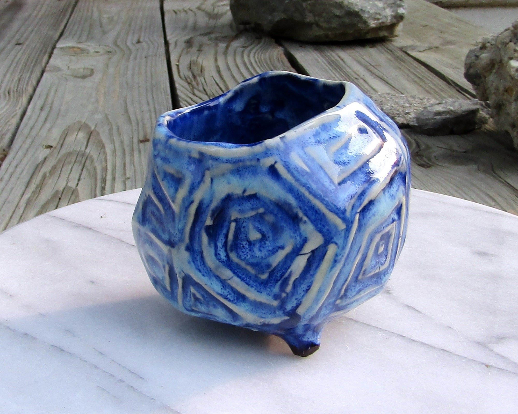 Hand Carved Pinch Pot Planter - Etsy