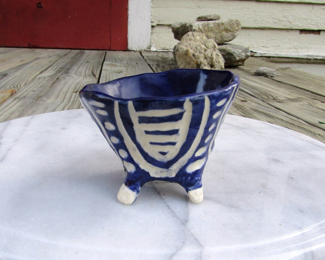 Pottery Hand Built Pinch Pot Planter With Sgraffito Tribal Patterns - Etsy