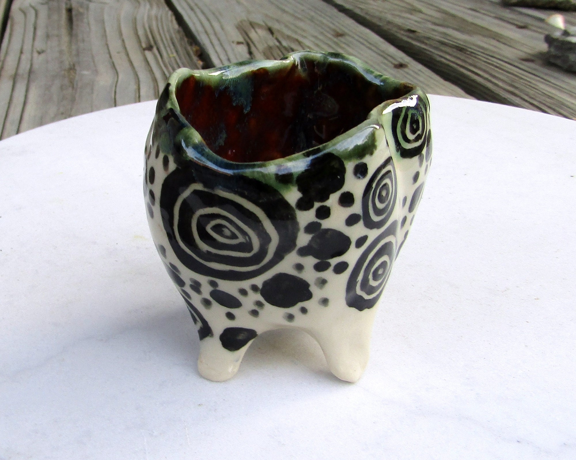 Little Pinch Pot Succulent Planter With Abstract Spots and Spirals - Etsy