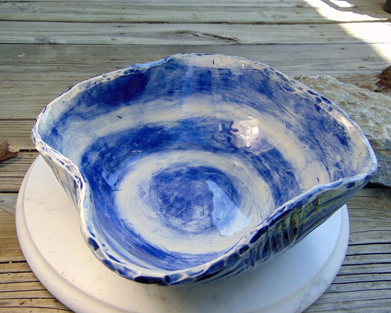 Large Hand Carved Hand Built Pottery Fruit Bowl - Food Safe Ceramic ...