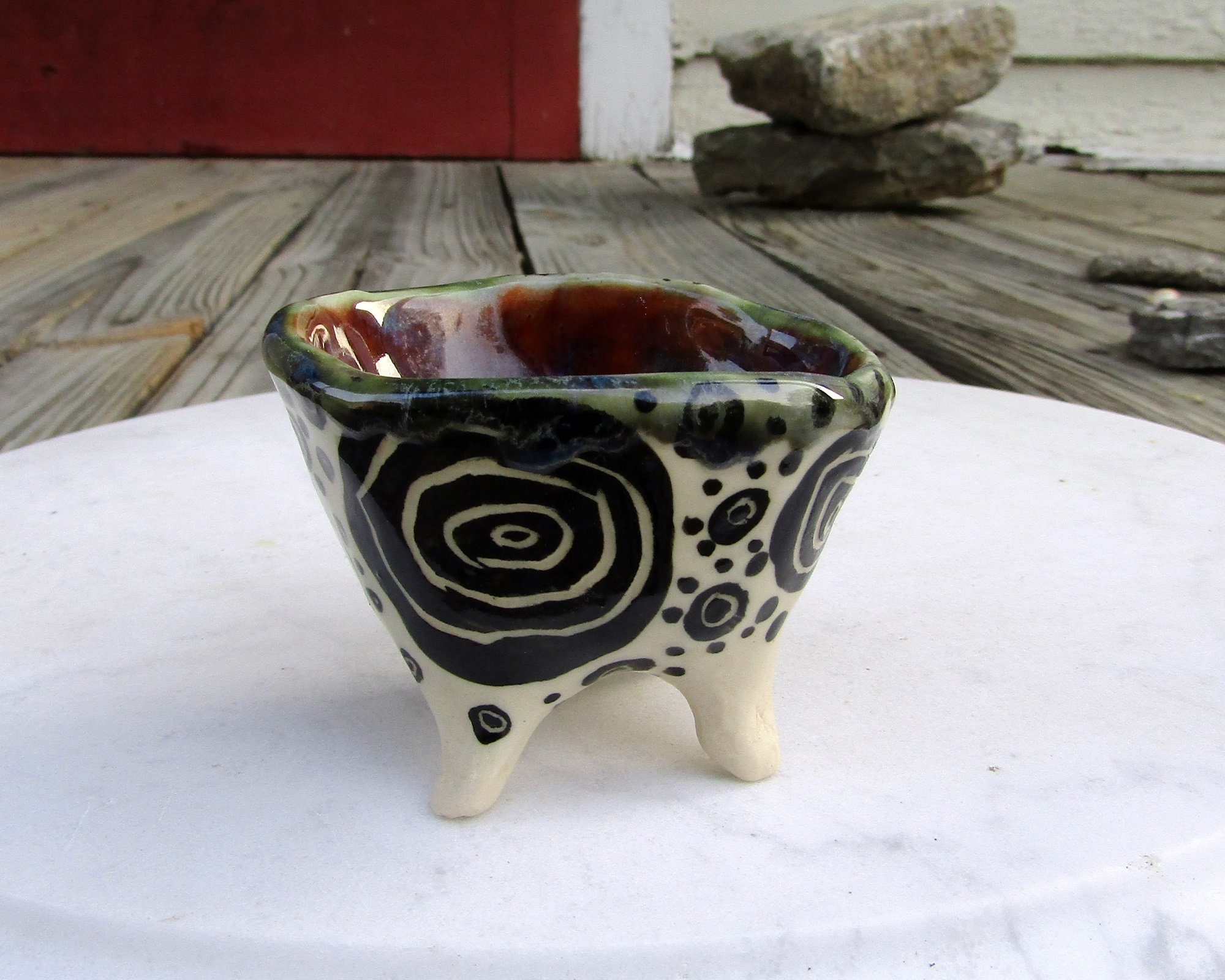 Little Pinch Pot Succulent Planter With Abstract Spots and Spirals - Etsy