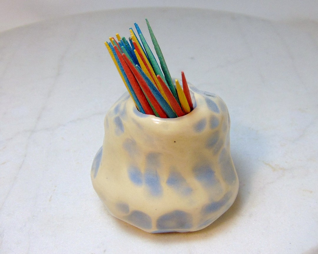 Wonky Tooth Pick Holder With Hand Carved Facets in Ice Berg Blue - Tiny ...