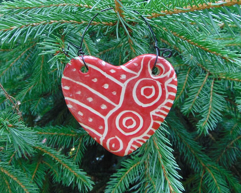 Heart Shaped Christmas Ornament With Sgraffito Pattern - Garden ...