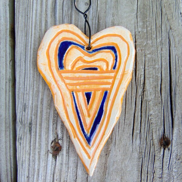 Heart Shaped Christmas Ornament With Sgraffito Pattern Garden ...