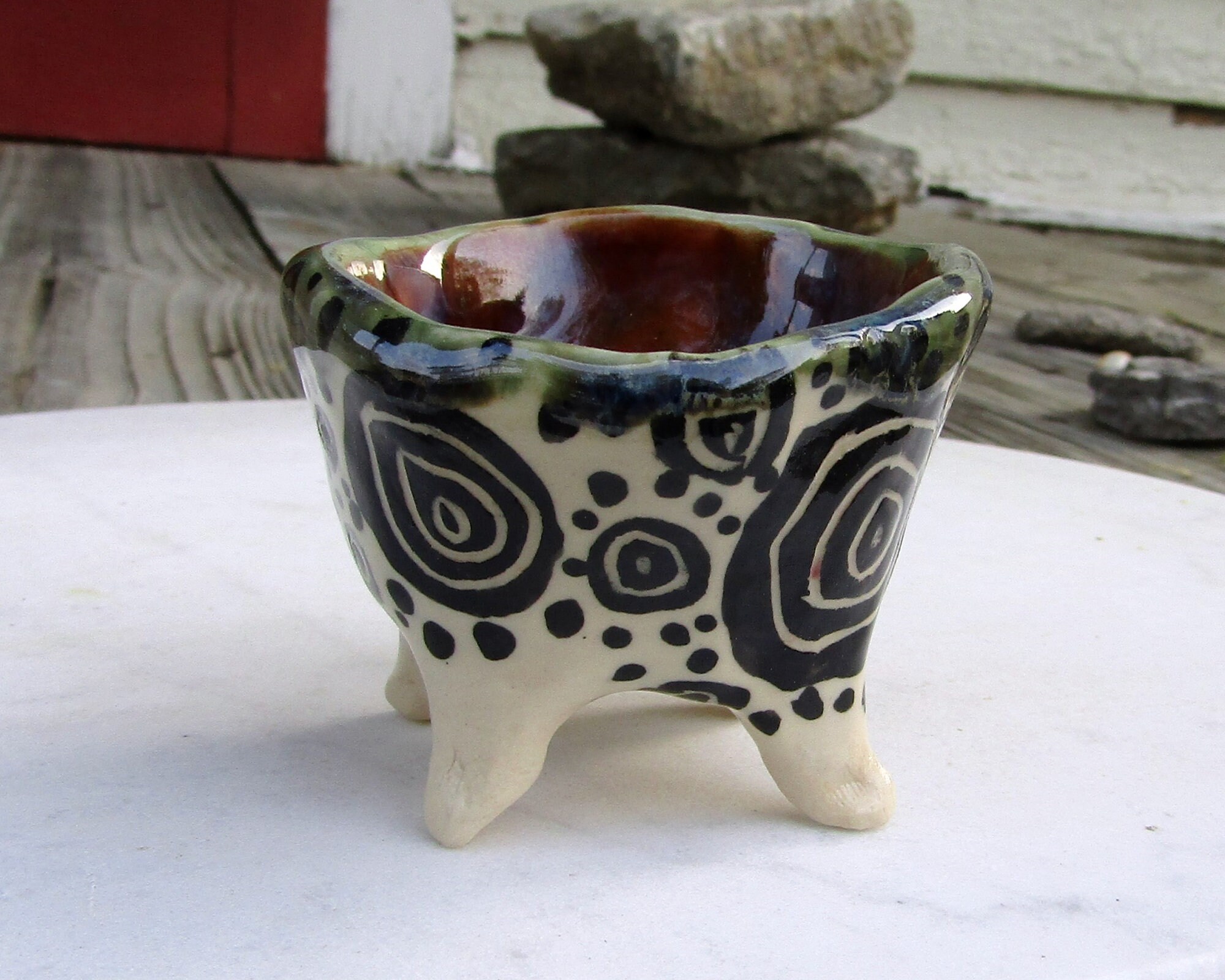 Little Pinch Pot Succulent Planter With Abstract Spots and Spirals - Etsy