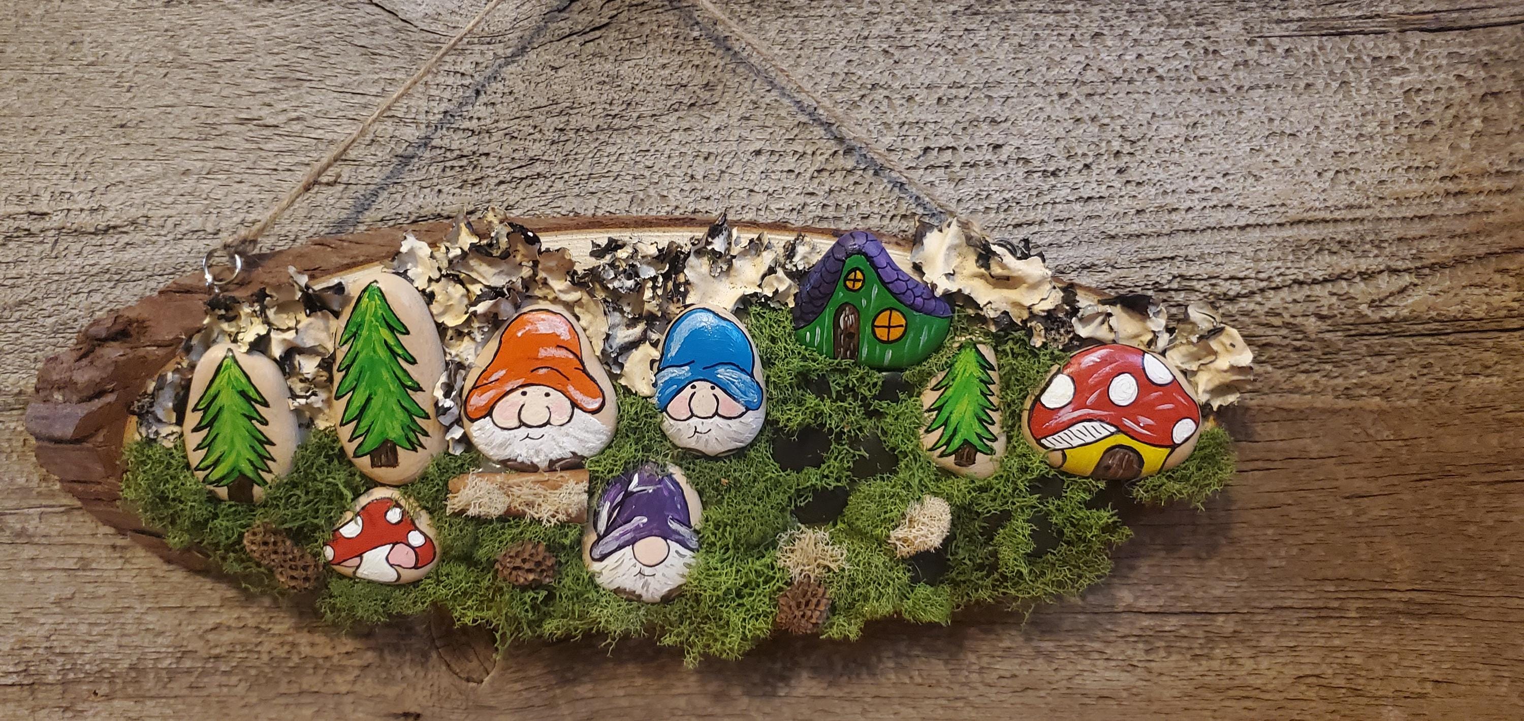 Whimsical Gnomes Wood Hand Painted River Rocks - Etsy