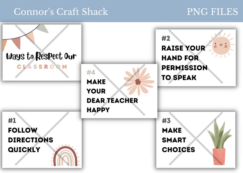 Ways to Respect Our Classroom, Boho Classroom Poster - Etsy