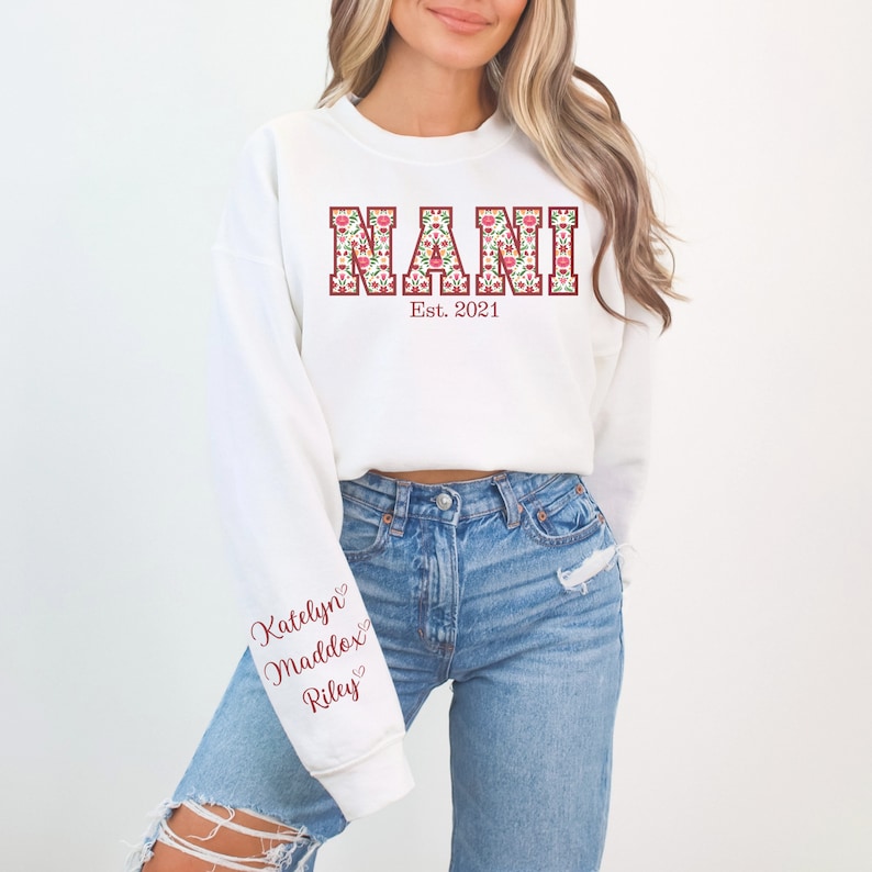 Custom Nani Sweatshirt With Kids Names on Sleeve, Sleeve Print ...
