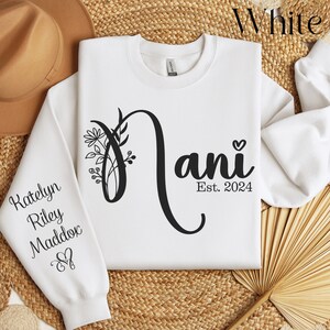 Sleeve Print Nani Sweatshirt With Grandkids Names, Nani Gifts, Mothers ...