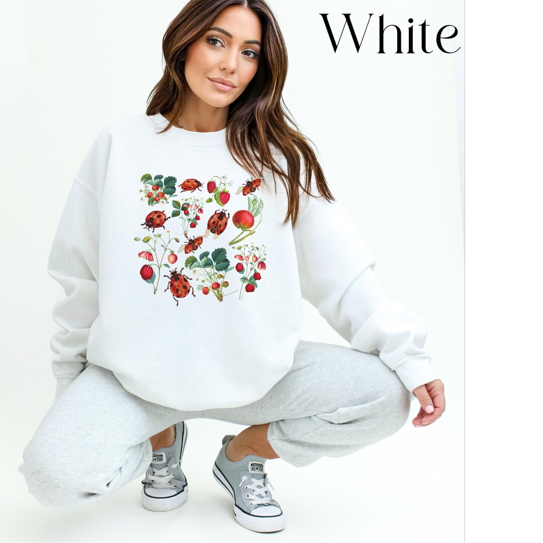 Cottagecore Strawberry Sweatshirt, Cottage Core Ladybug Sweatshirt ...